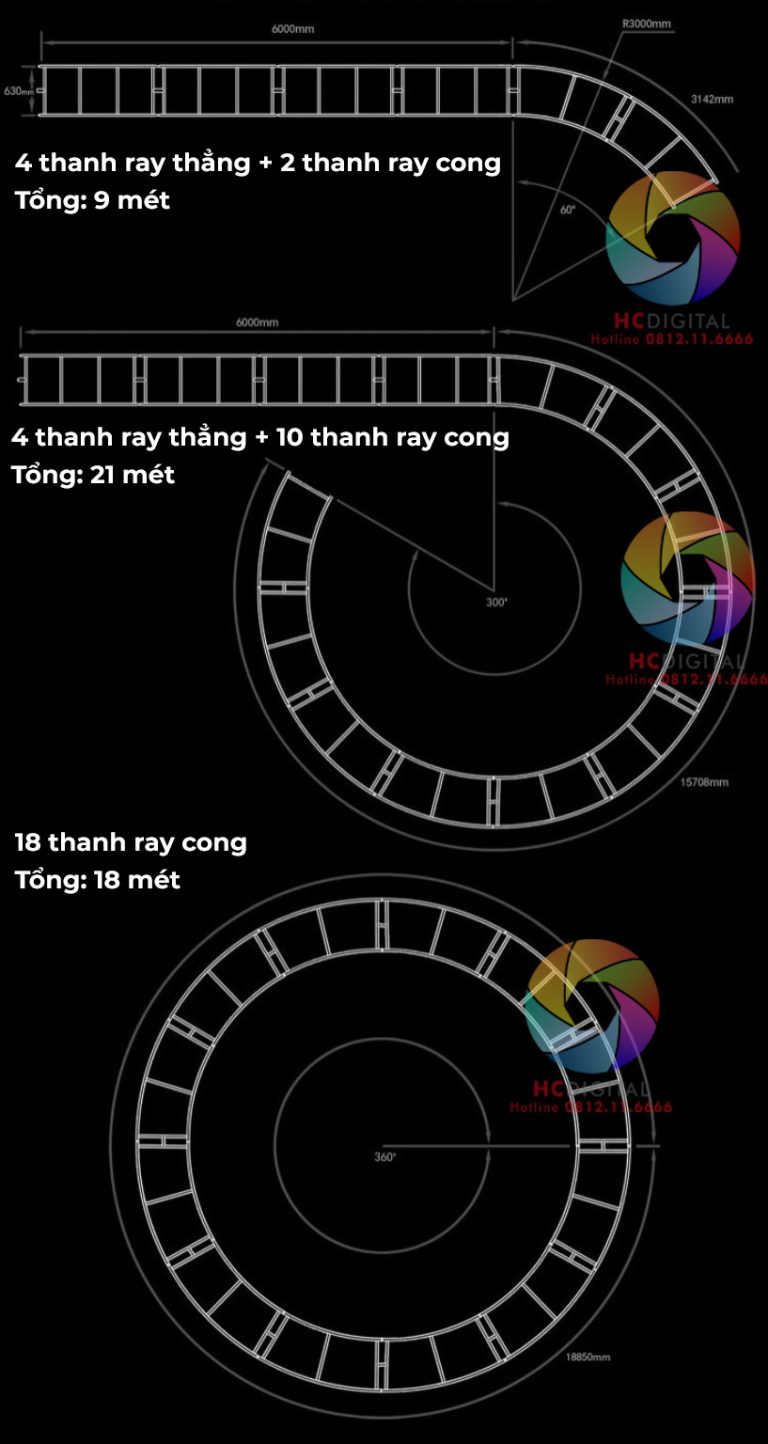 19 Bộ Ray Trượt Dolly Quay Phim 9 mét 24 bánh camera dolly track chuyên nghiêp